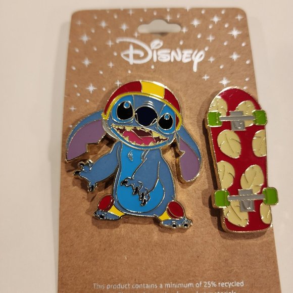 Disney | Accessories | Disney Lilo And Stitch Skateboard Enamel Pin Set ...